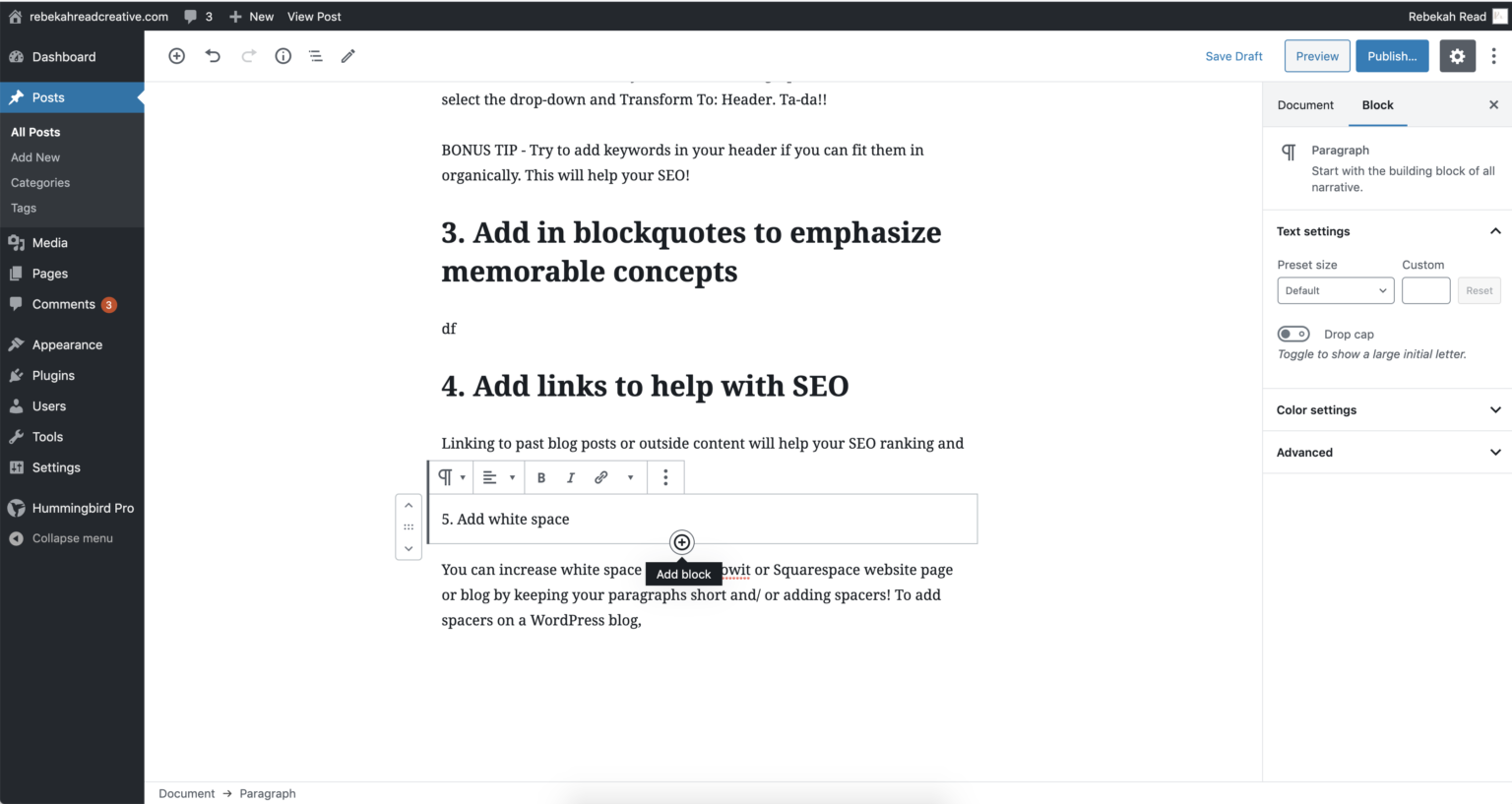 Helpful tips for formatting content for website - Rebekah Read Creative
